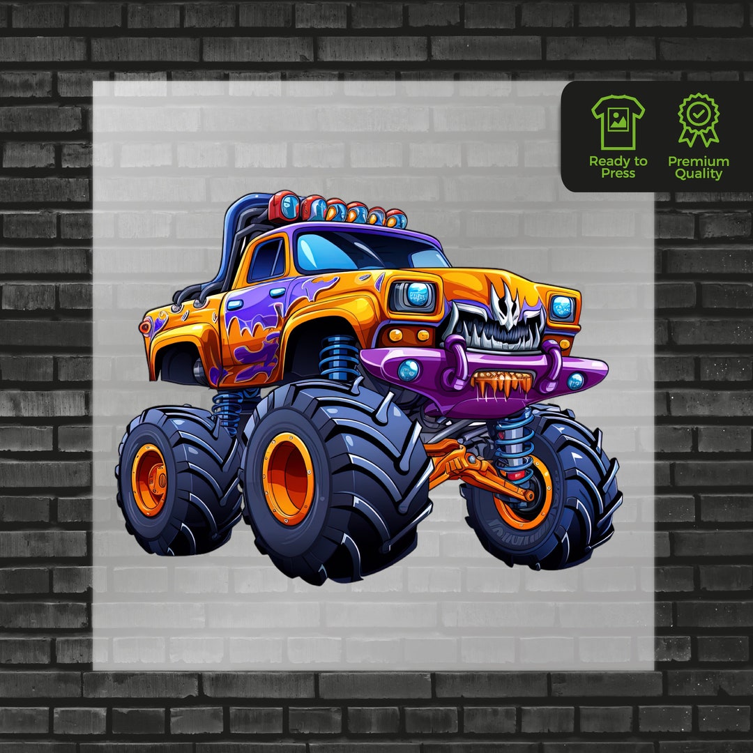Monster Truck DTF Transfer - Racing Truck Heat Transfer for T Shirts ...