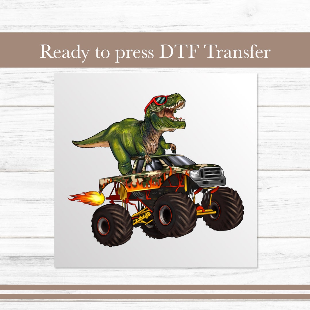 T Rex DTF Transfer, Monster Truck T Rex Design for Apparel T Shirt ...
