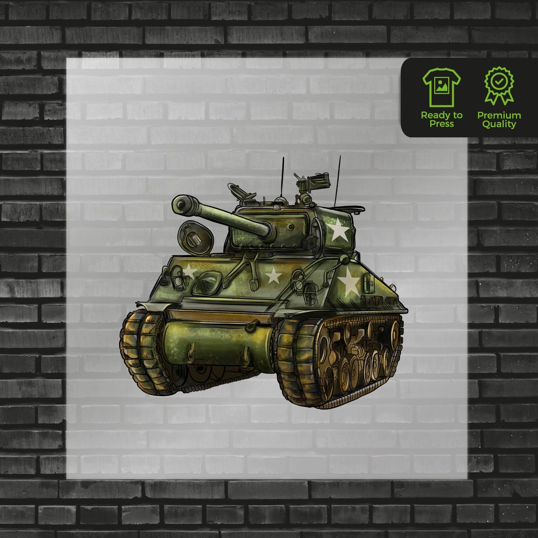 Tank DTF Transfer, War Tank Design, Ready-to-press Graphic for Kids ...