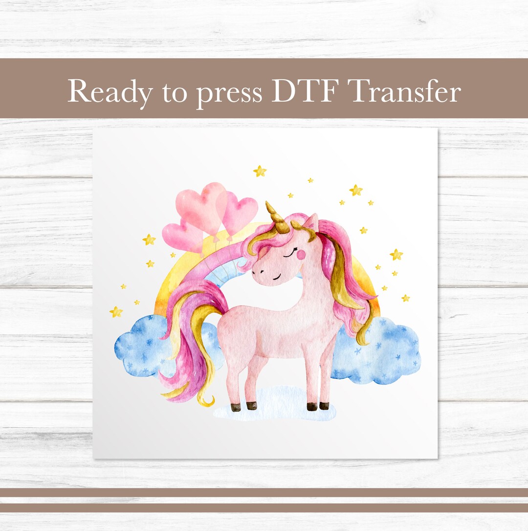 Magisches Einhorn DTF Transfer - Fantasy Aquarell Regenbogen Design ...