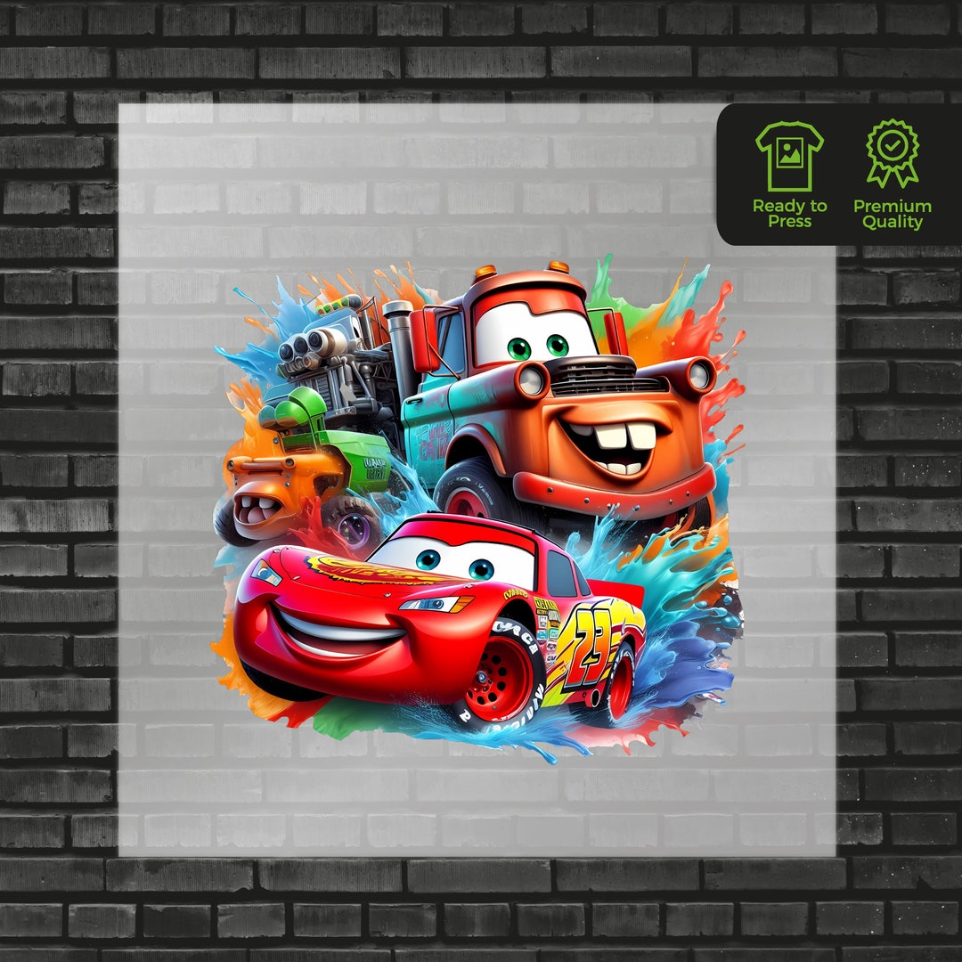 Cars DTF Transfer, Lightning Design, Ready-to-press Graphic for Kids ...