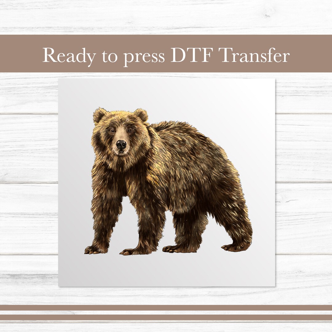 Bear DTF Transfer, Wild Brown Bear Design, Ready-to-press Graphic for ...