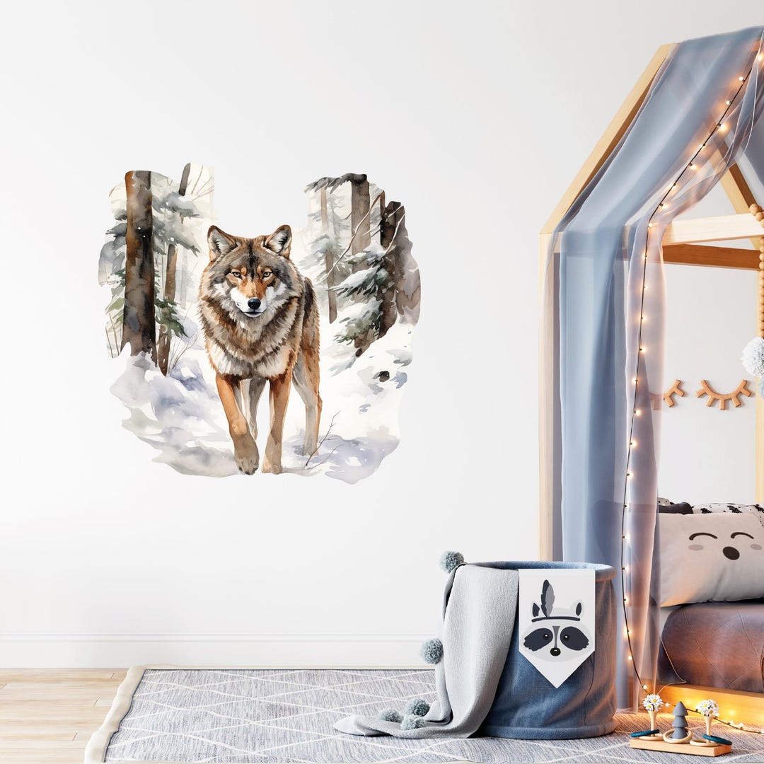 Wolf Wall Sticker, Wall Decals Kids Bedroom Decor Animal Wall Decor ...
