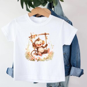 Happy Monkey DTF Transfer, Watercolor Ready-to-press Design for Kids ...