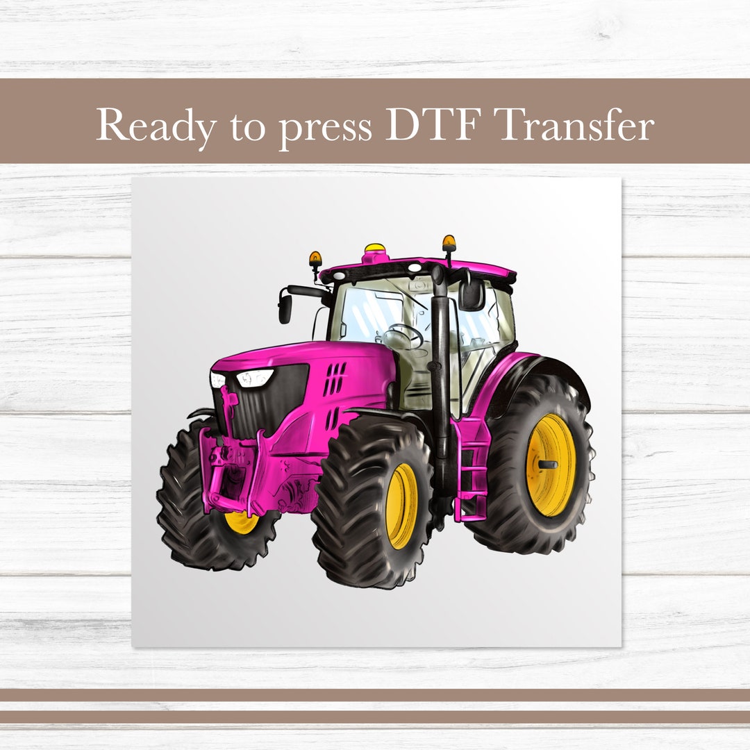 Tractor DTF Transfer, Pink Tractor Design, Ready-to-press Graphic for ...