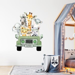 Safari Animals Wall Decal Elephant Lion Giraffe Zebra Nursery Wall ...