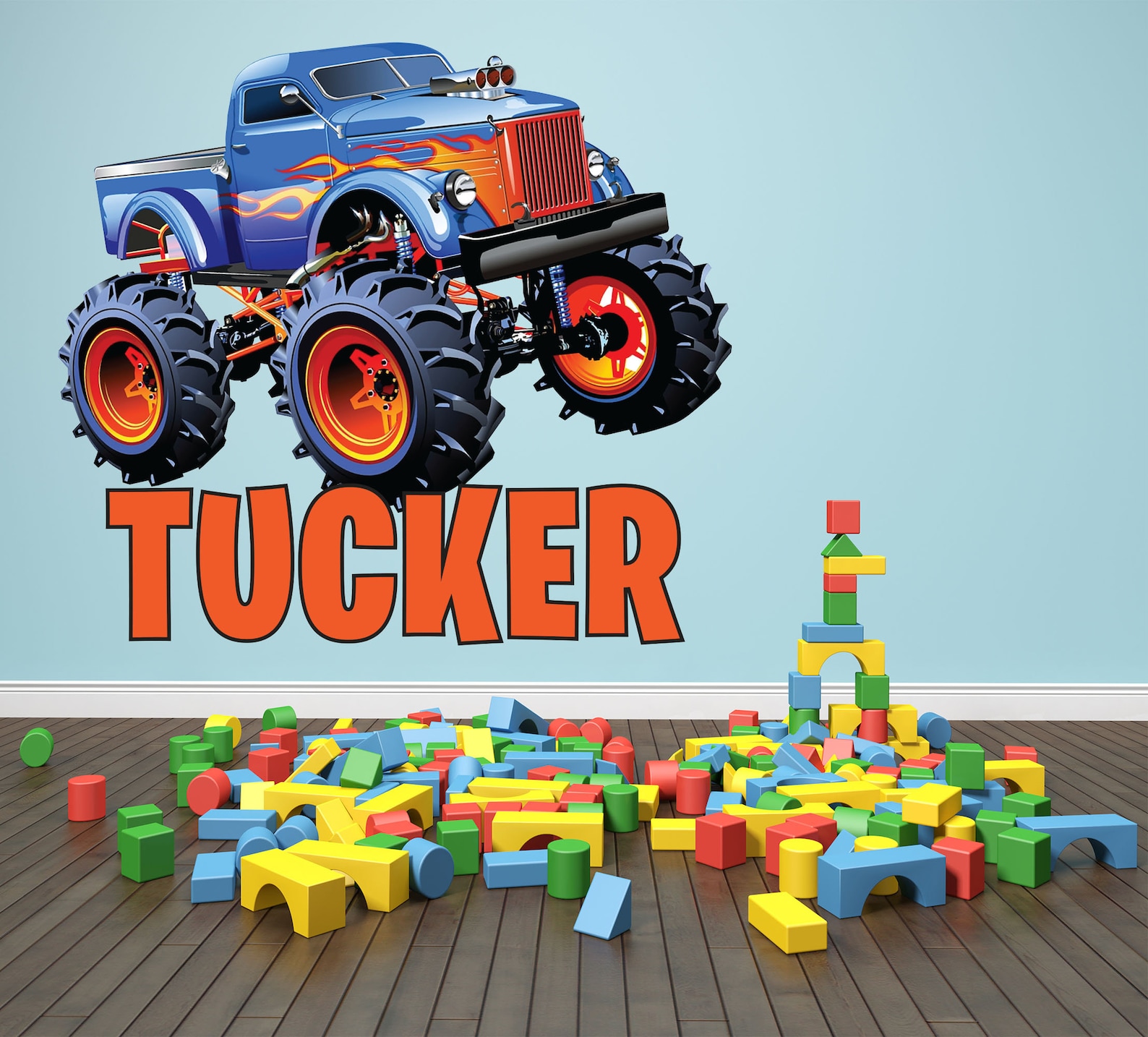 Monster Truck Decal - Kids Name Wall Decor - Custom Name Wall Decals ...