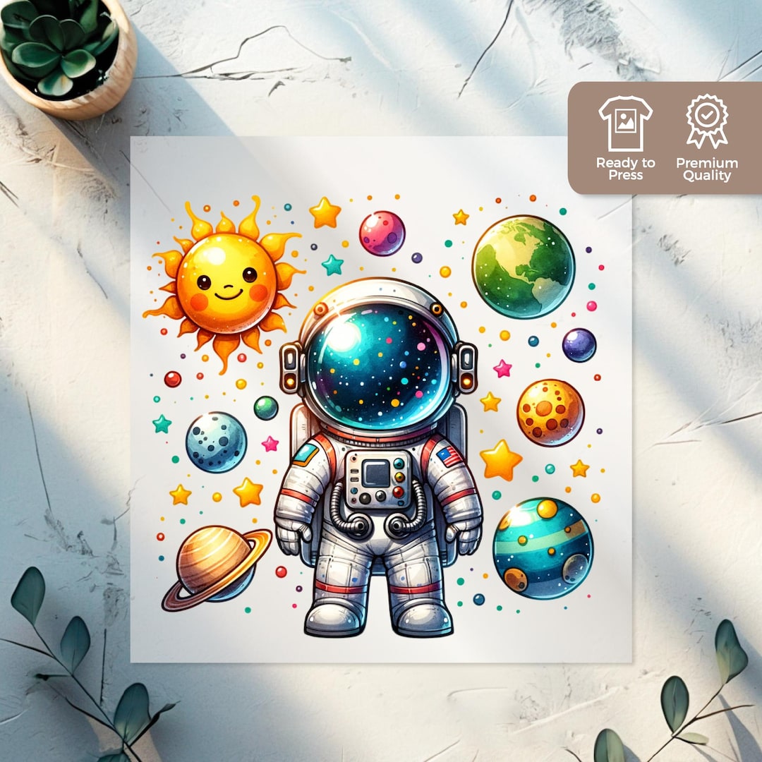 Retro Astronaut DTF Transfer, Space Ready-to-press Design for Kids ...