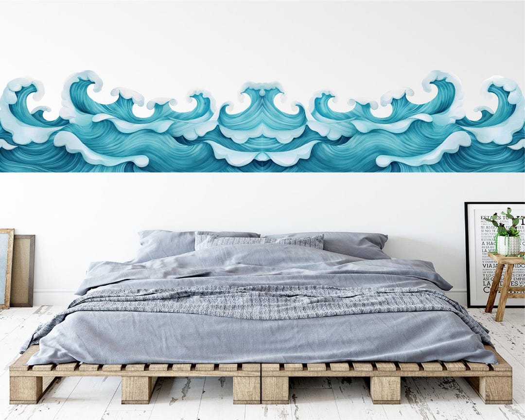 Waves Wall Decal Border Sea Waves Wall Stickers Nursery Ocean Waves ...