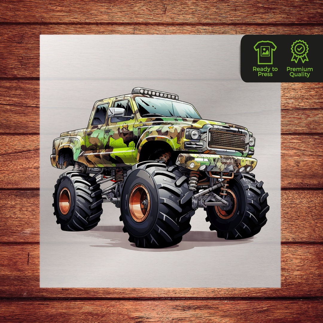 Monster Truck DTF Transfer - Hot Camouflage Truck Heat Transfer for T ...