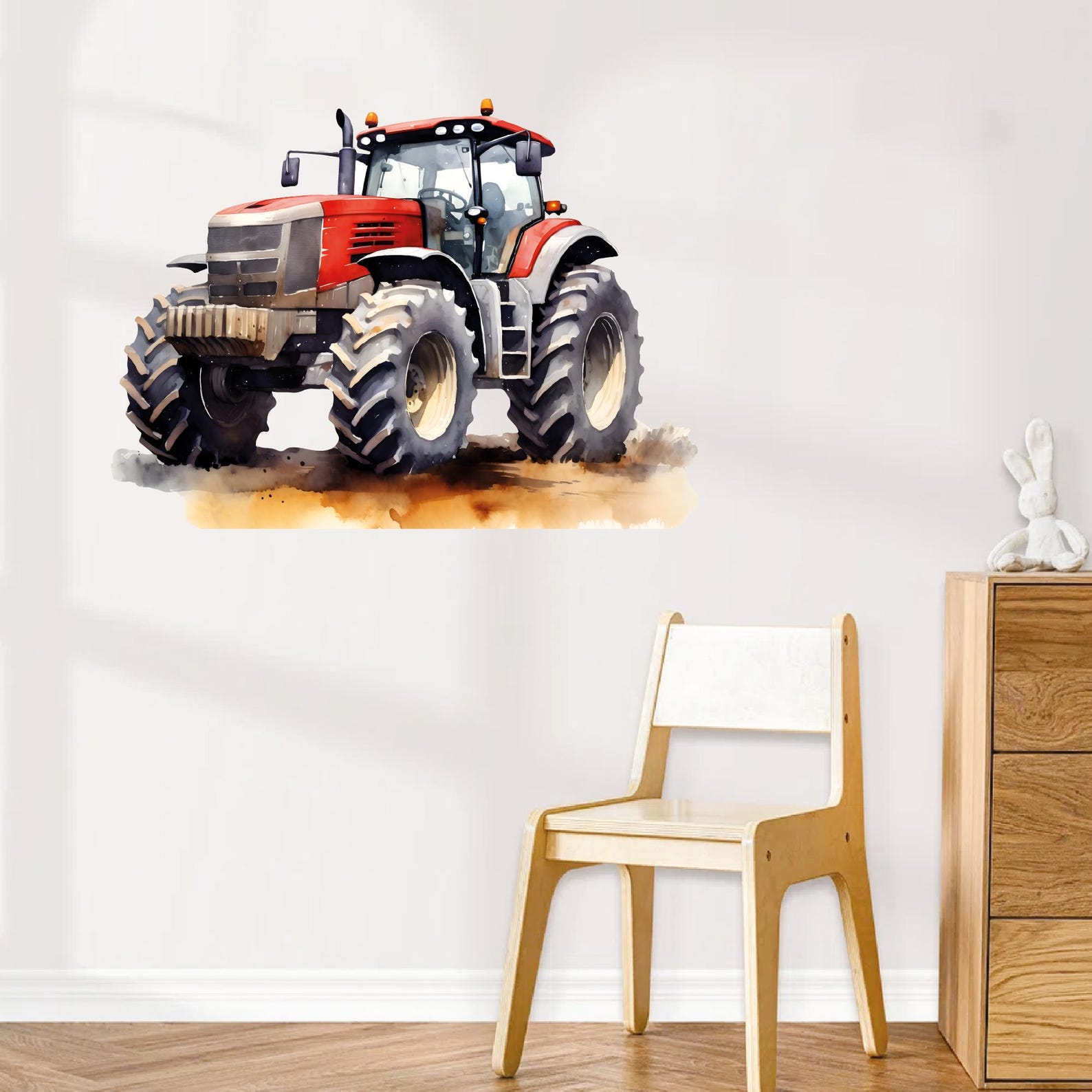 Tractor Wall Decal Watercolor Red Tractor Wall Decals Nursery Kids ...