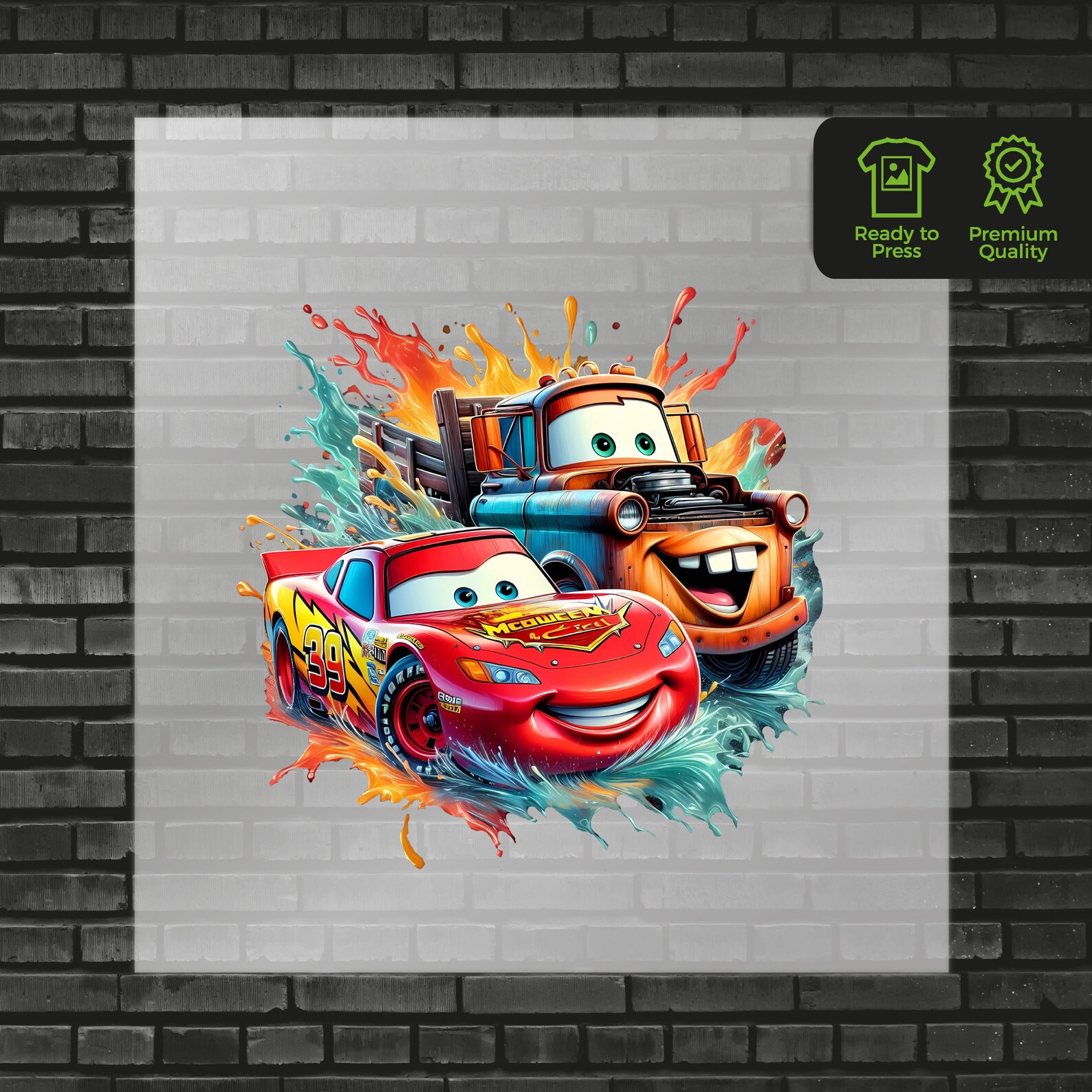 Cars DTF Transfer, Lightning Design, Ready-to-press Graphic for Kids ...