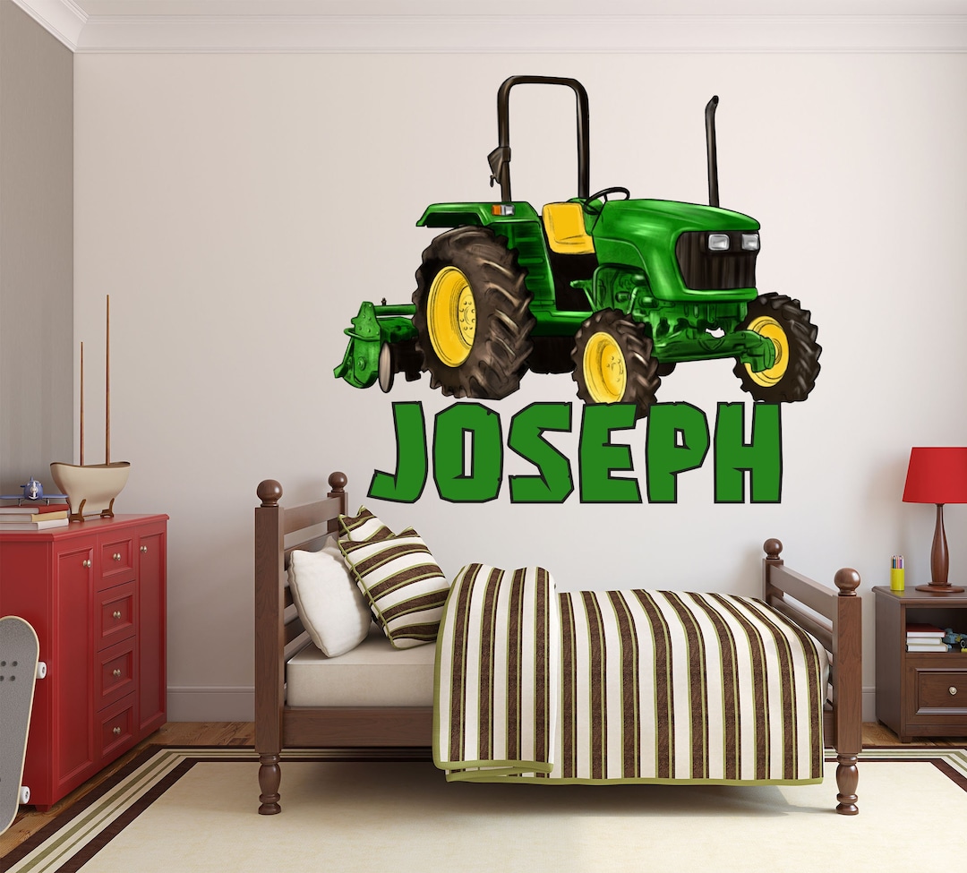 Farm Tractor Wall Decor - Custom Name Wall Decal - Tractor Decals for ...