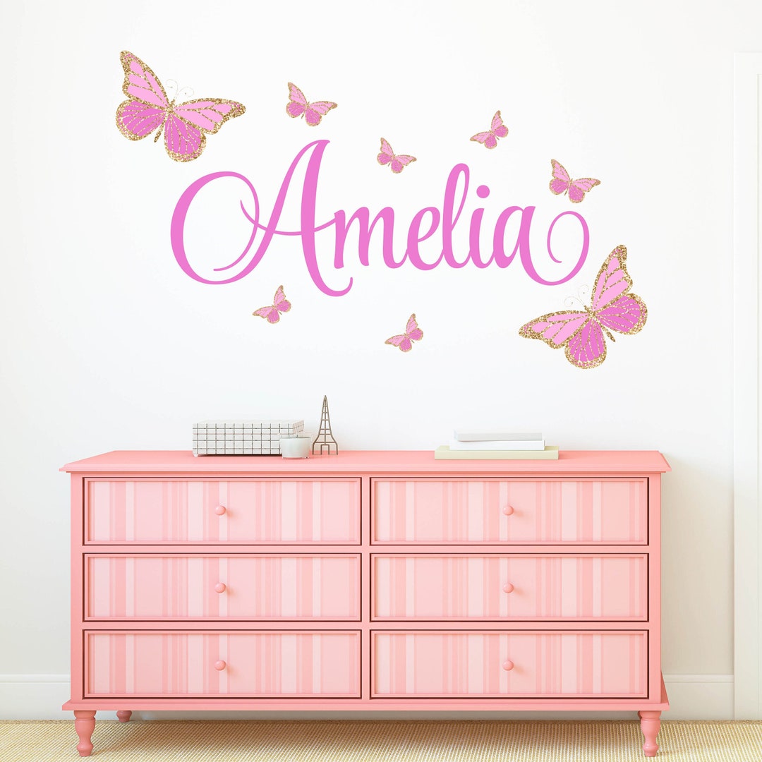 Butterfly Wall Decals - Custom Name Wall Decal – Baby Girl Wall Decor ...