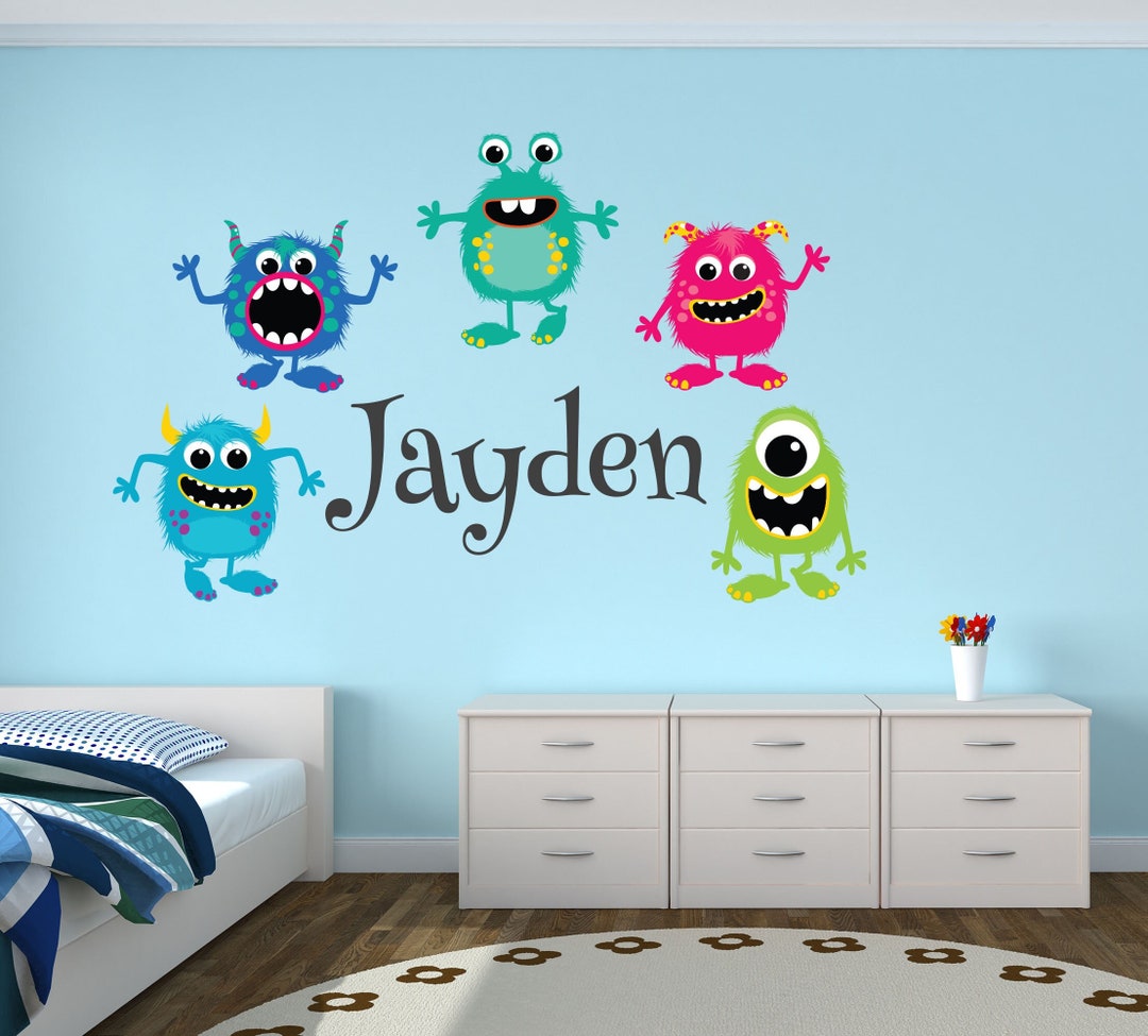 Monster Wall Decal - Custom Name Wall Decal - Wall Decals for Kids Room ...