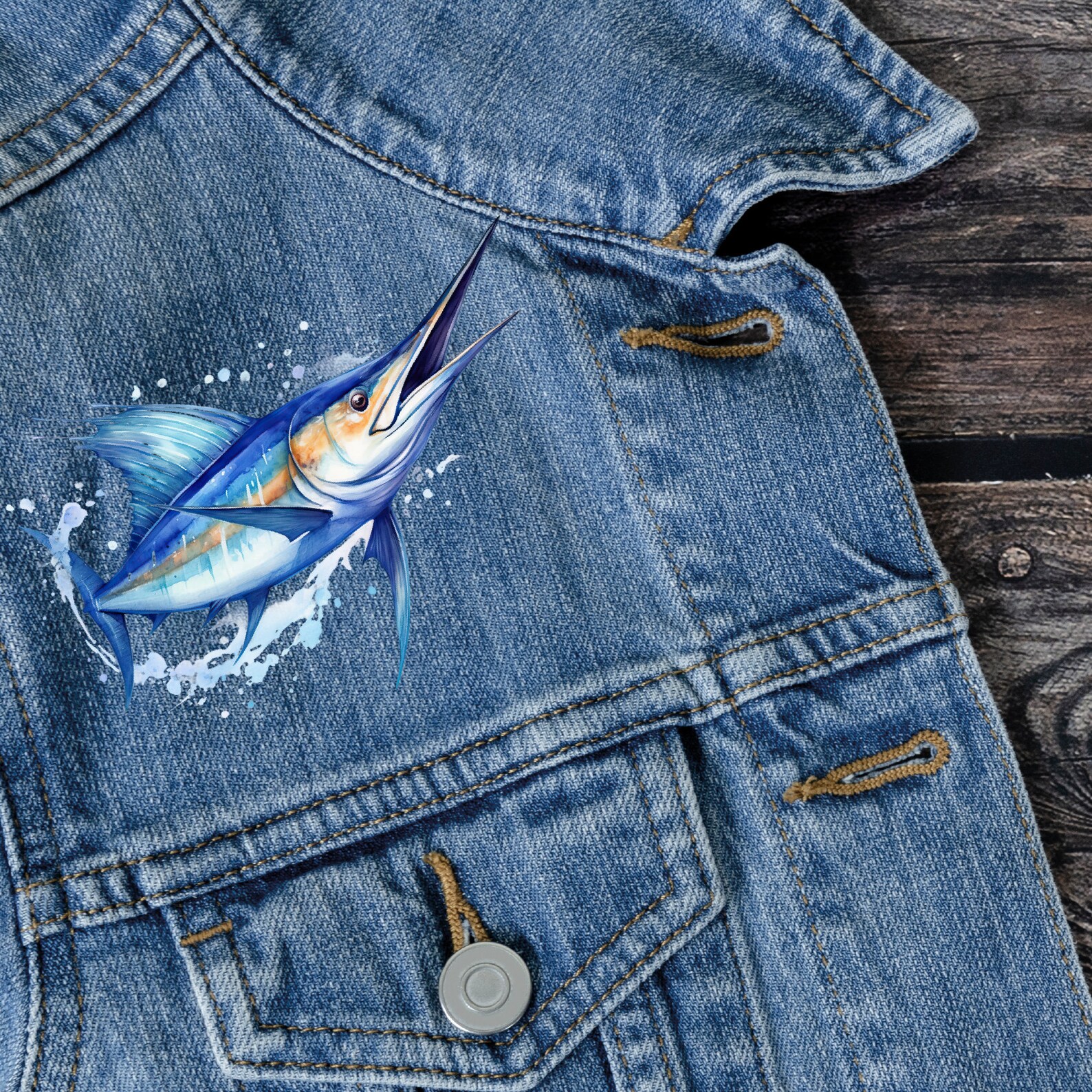 Marlin Fish DTF Transfer, Painting Watercolor Design for Apparel T ...