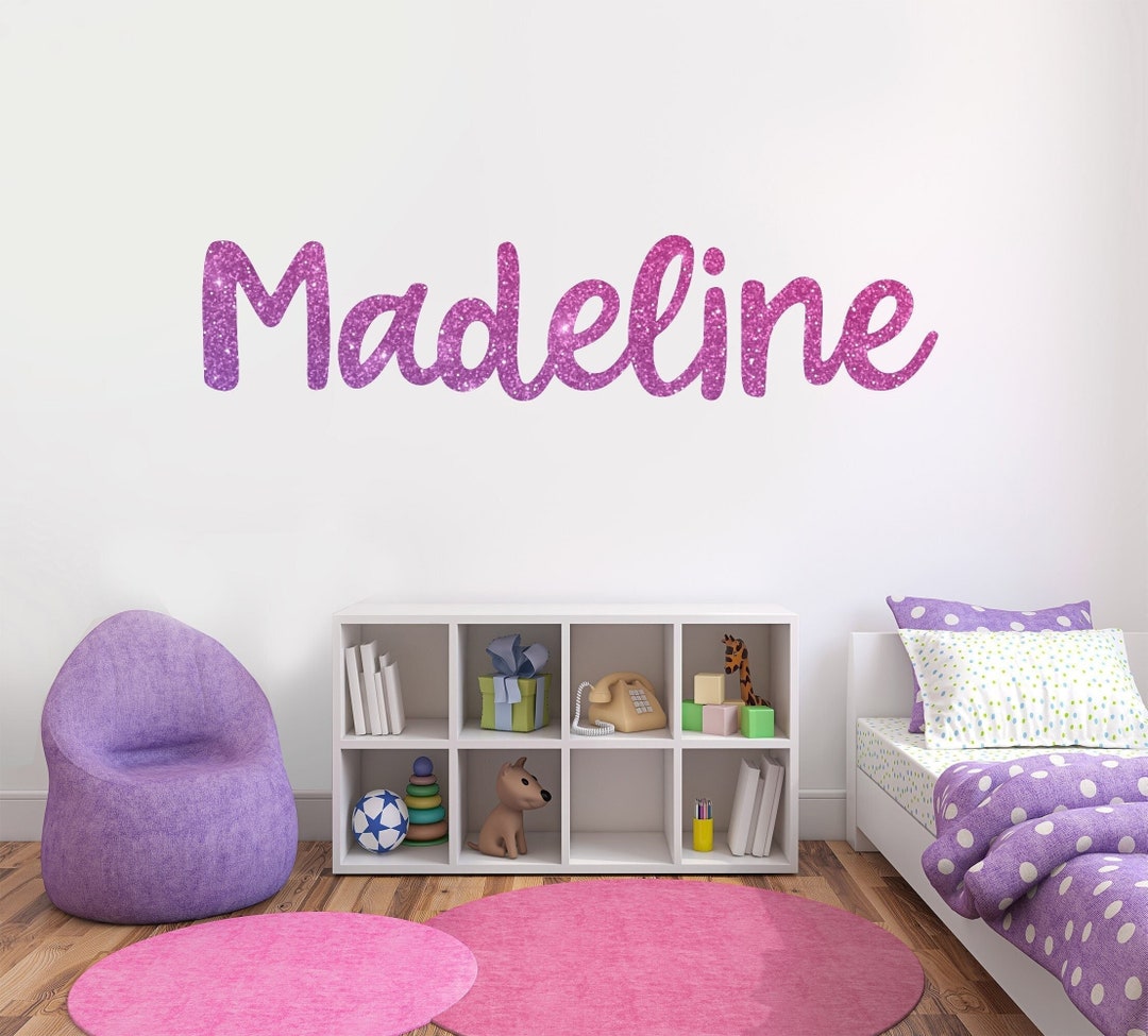 Name Wall Decor Decal - Glitter Galaxy Rainbow Wall Decal - Custom Name ...