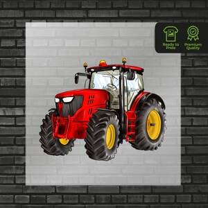 Tractor DTF Transfer, Red Tractor Design for Kids Apparel T Shirts ...