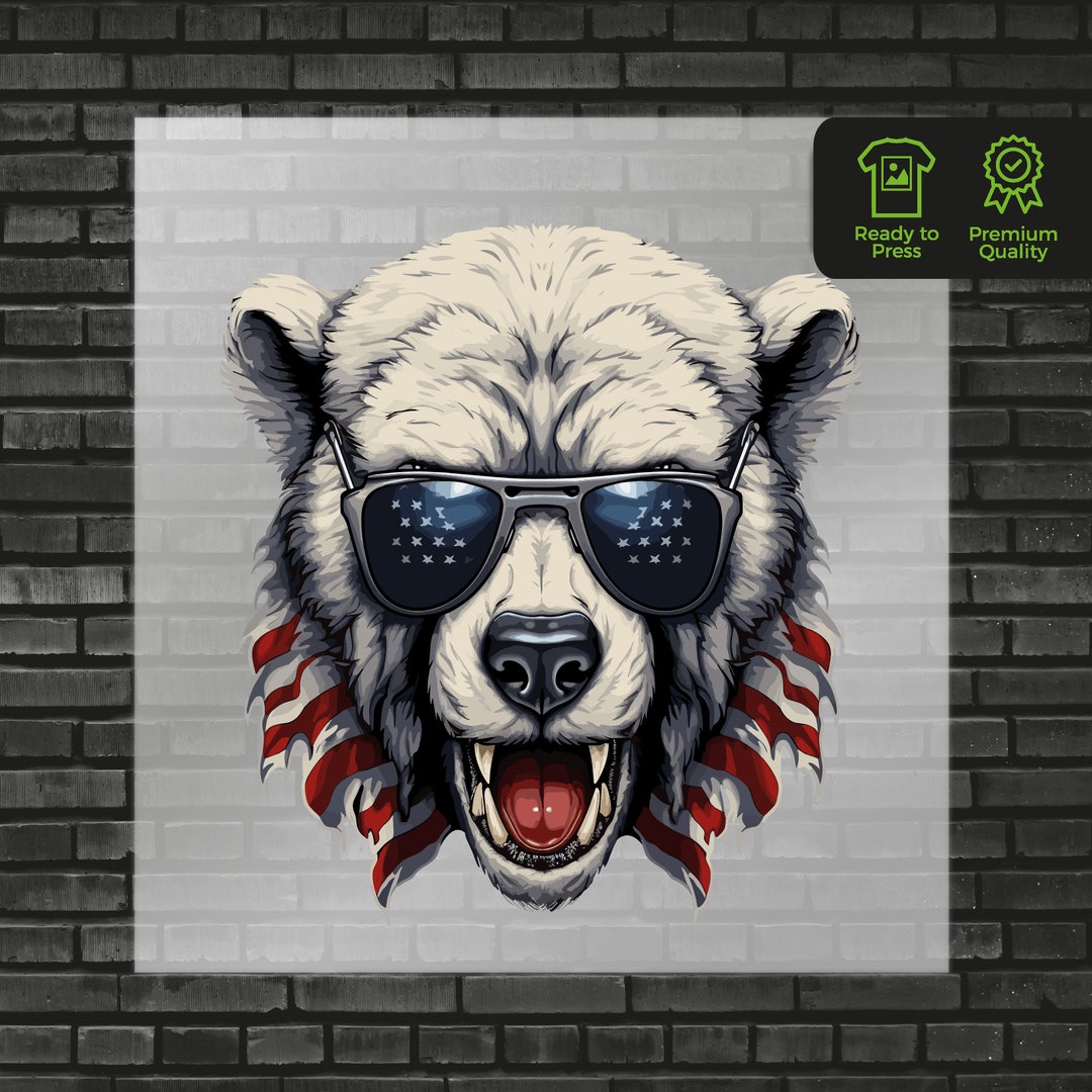 Patriotic Bear DTF Transfer, Bear Design for Apparel T Shirts, Perfect ...