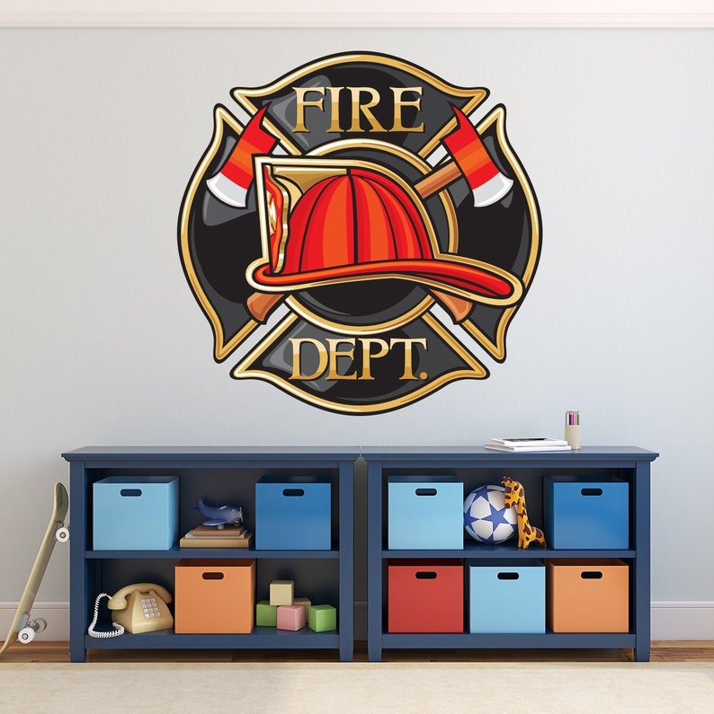 Firefighter Fire Department Wall Decal Firefighter Emblem | Etsy