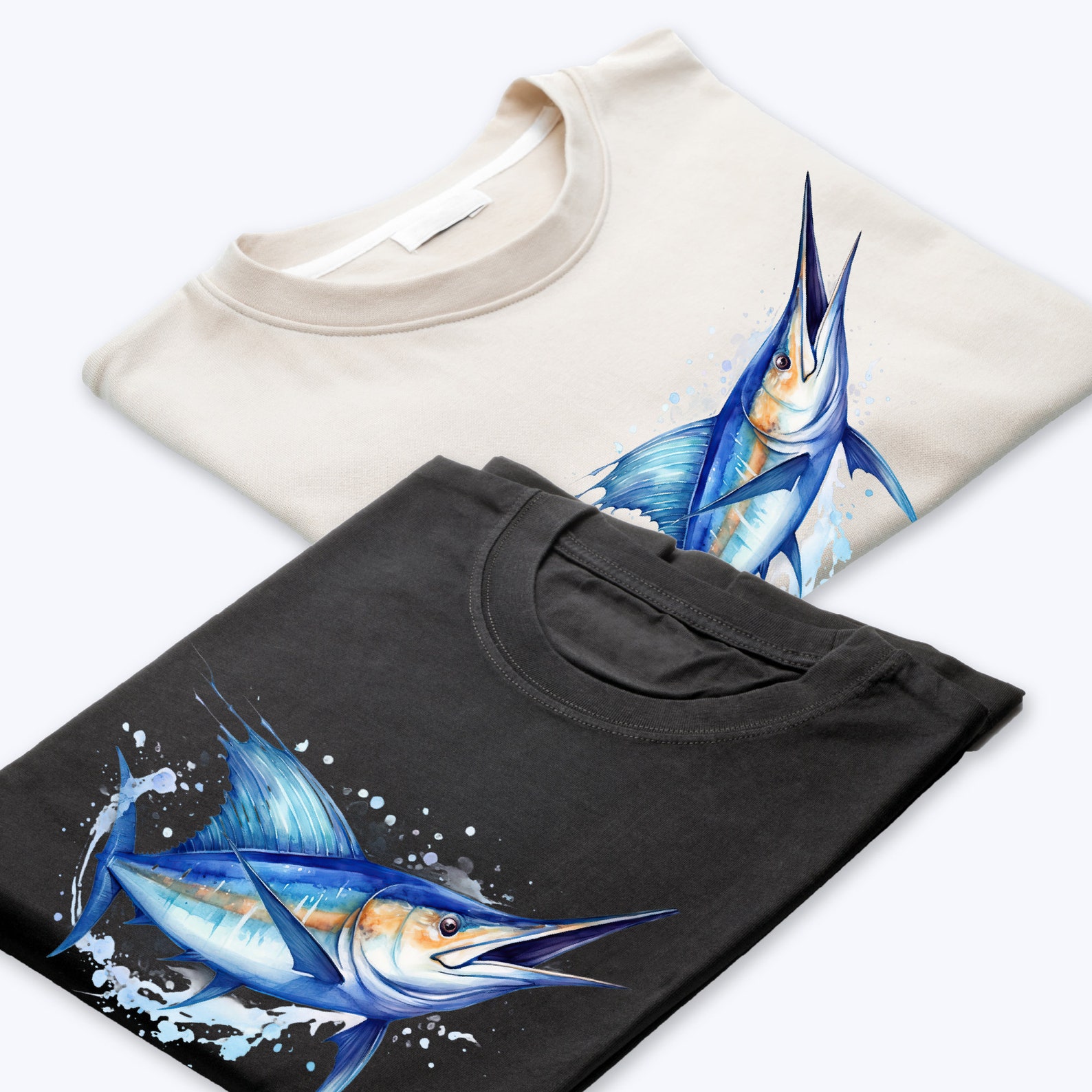 Marlin Fish DTF Transfer, Painting Watercolor Design for Apparel T ...