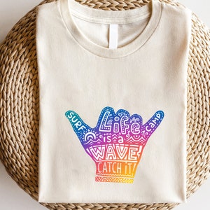 Life is a Wave DTF Transfer - Surf Heat Transfer for Apparel T Shirts ...