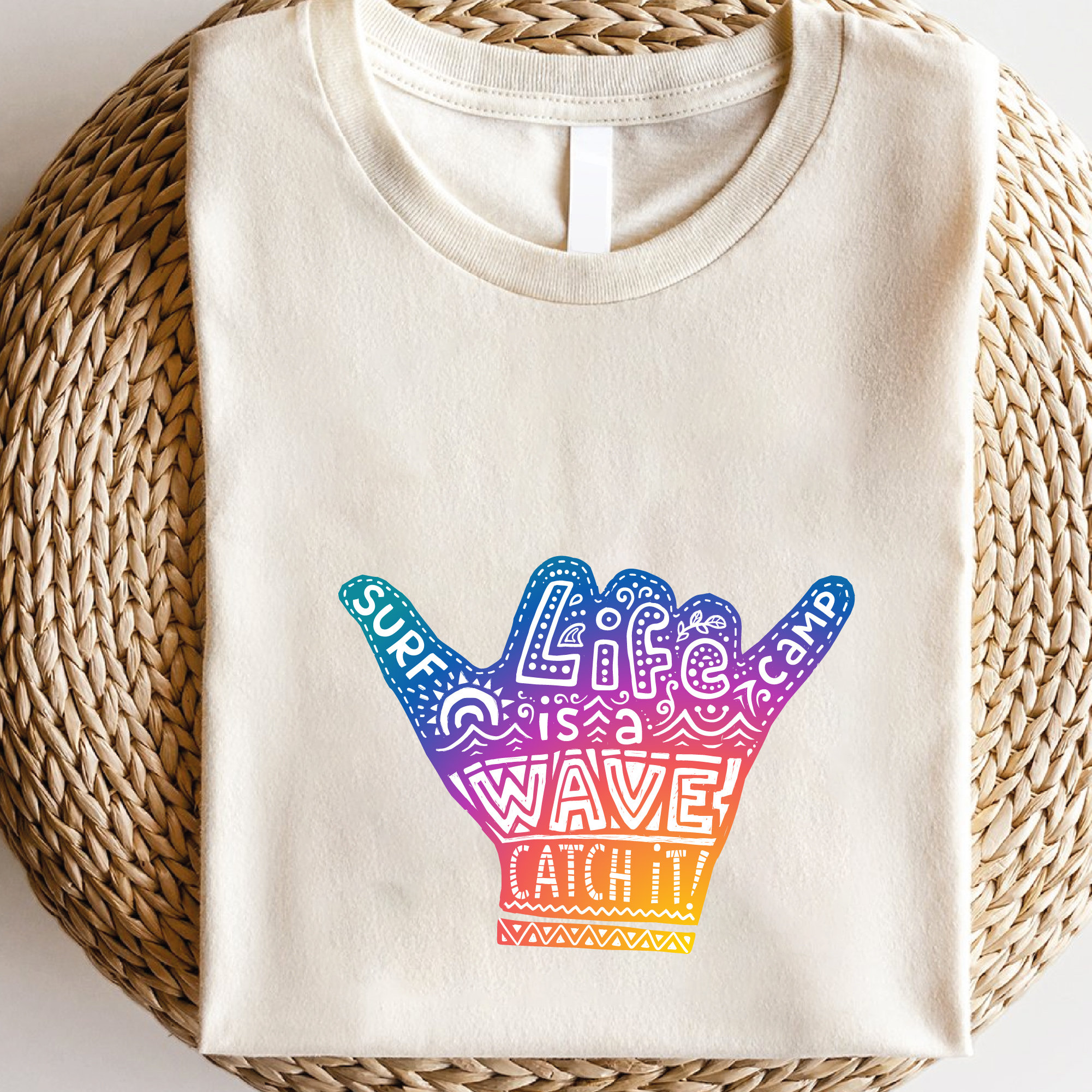 Life is a Wave DTF Transfer - Surf Heat Transfer for Apparel T Shirts ...