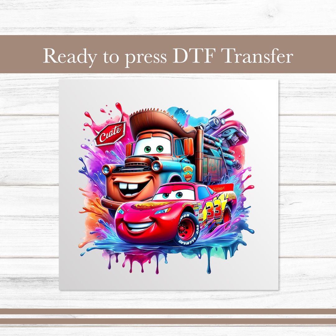 Cars DTF Transfer, Lightning Design, Ready-to-press Graphic for Kids ...