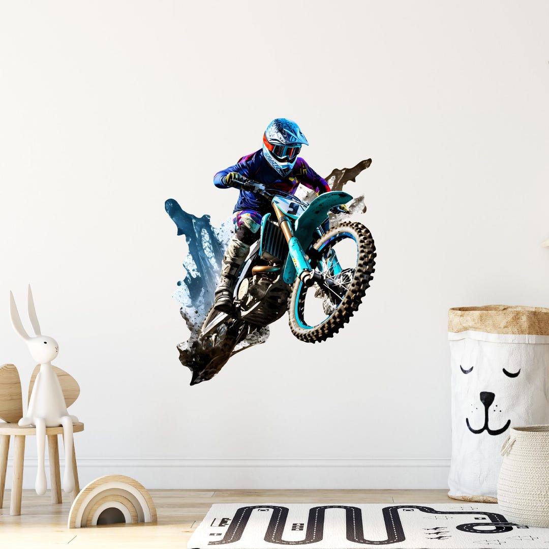 Dirt Bike Wall Decals, Motocross Wall Sticker, Sports Motorbike Wall ...