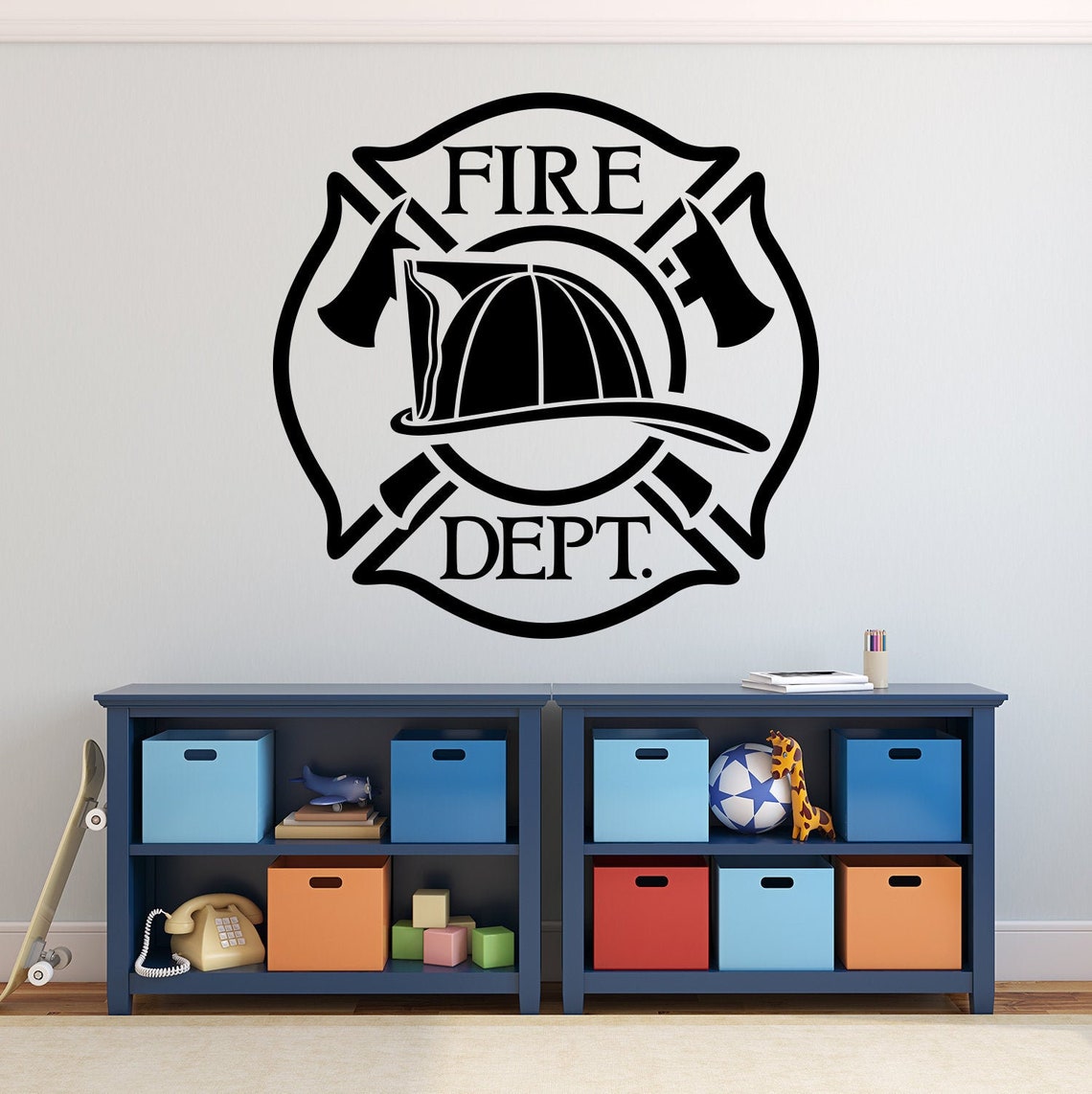 Fire Department Emblem Wall Decal Firefighter Decal Sticker Custom ...