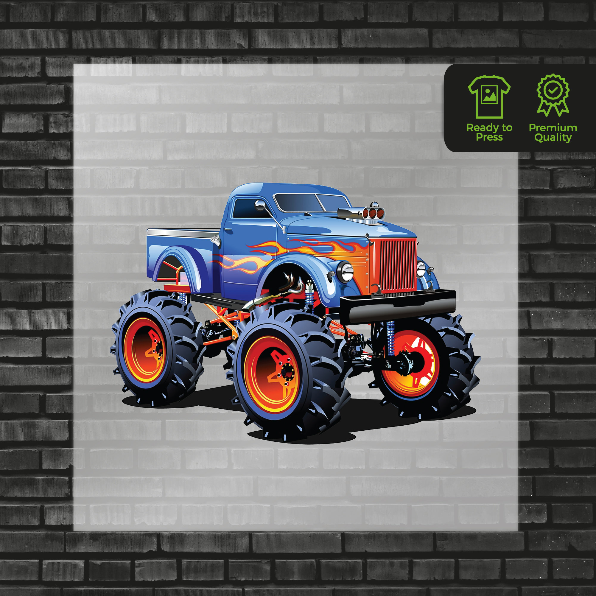 Truck DTF Transfer, Monster Truck Design, Ready to Press Heat Transfer ...