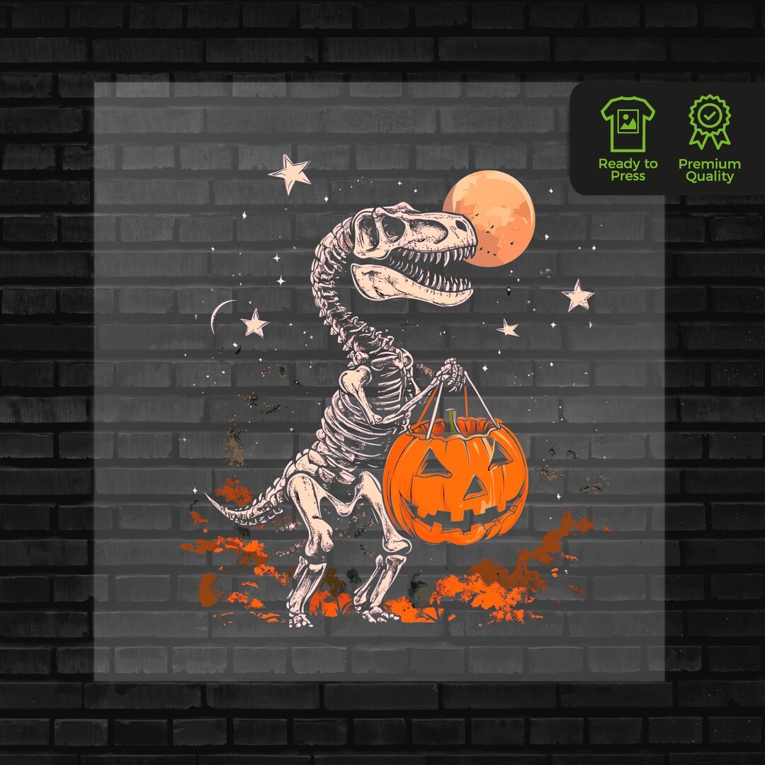 T Rex Dinosaur DTF Transfer, Halloween Iron on Transfers Design ...