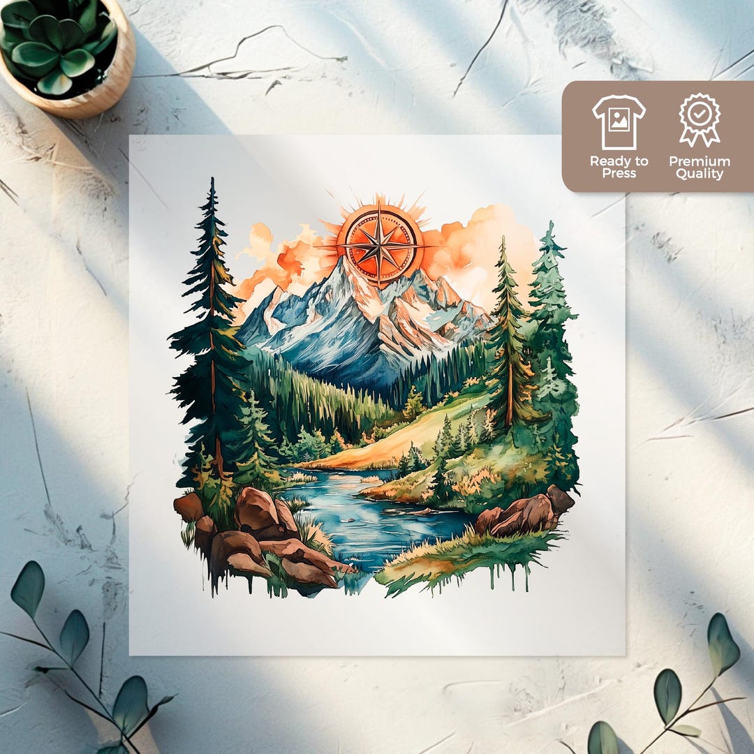 Forest Mountain DTF Transfer, Camping Iron on Transfers Design, Outdoor ...