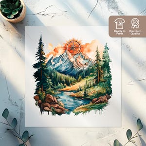 Forest Mountain DTF Transfer, Camping Iron on Transfers Design, Outdoor ...