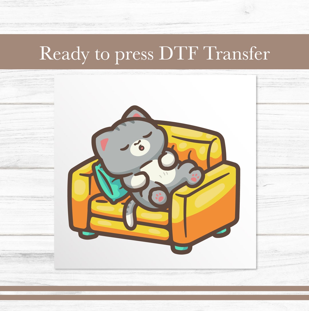 Funny Cat DTF Transfer - Sleeping Cat Heat Transfer for Apparel Cats T ...
