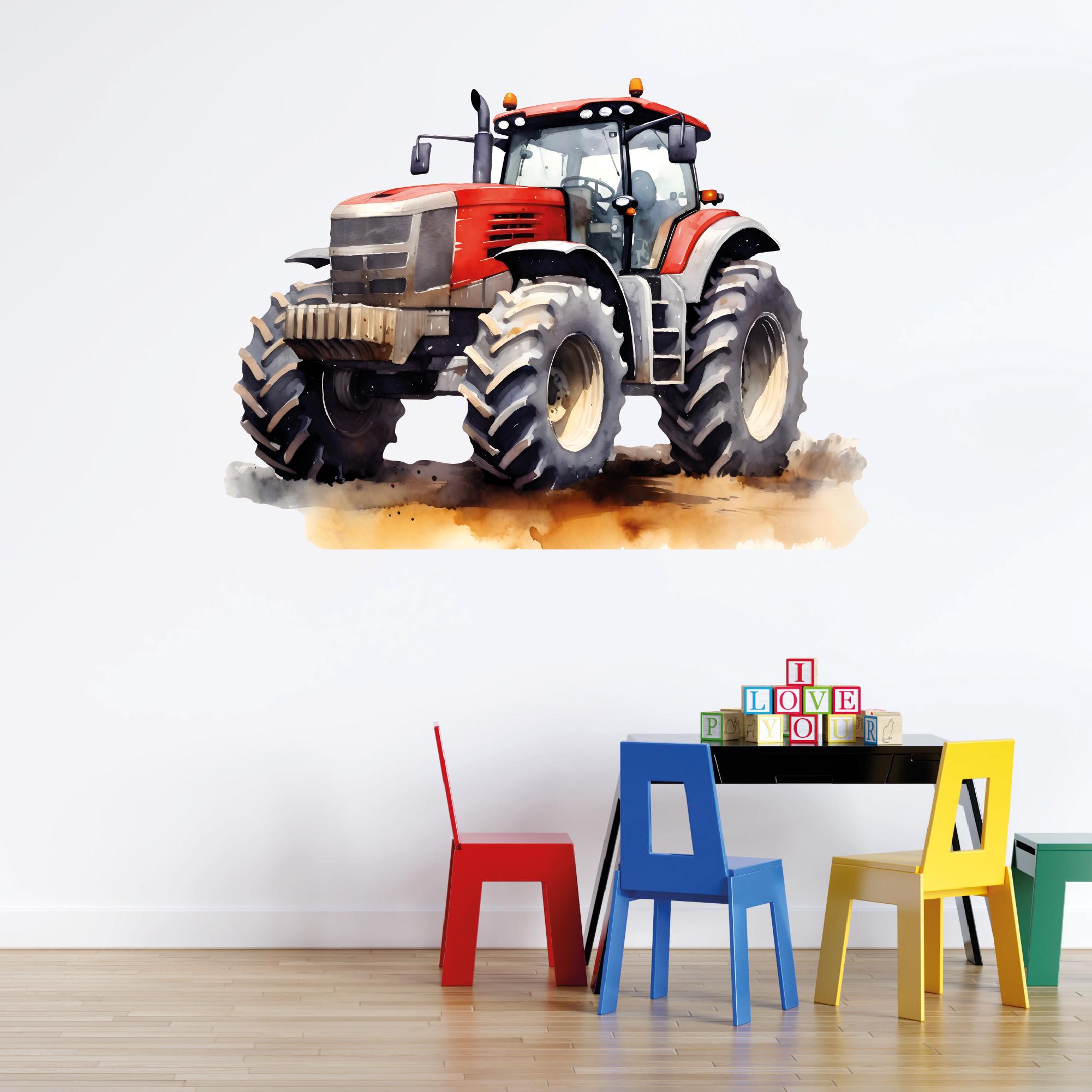 Tractor Wall Decal Watercolor Red Tractor Wall Decals Nursery Kids ...