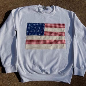 American Flag Patchwork Crewneck | 4th of July | Red White and Blue ...