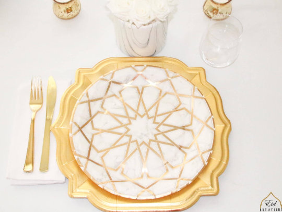 Carrara Arabesque Marble Islamic Geometric Design Dinner Plate - Etsy