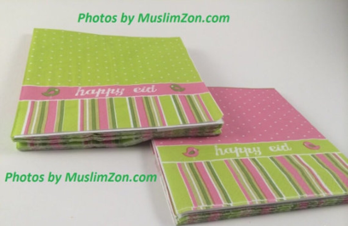 Happy Eid Shabby Zee Napkin Pack of 16 USA Eid Party | Etsy