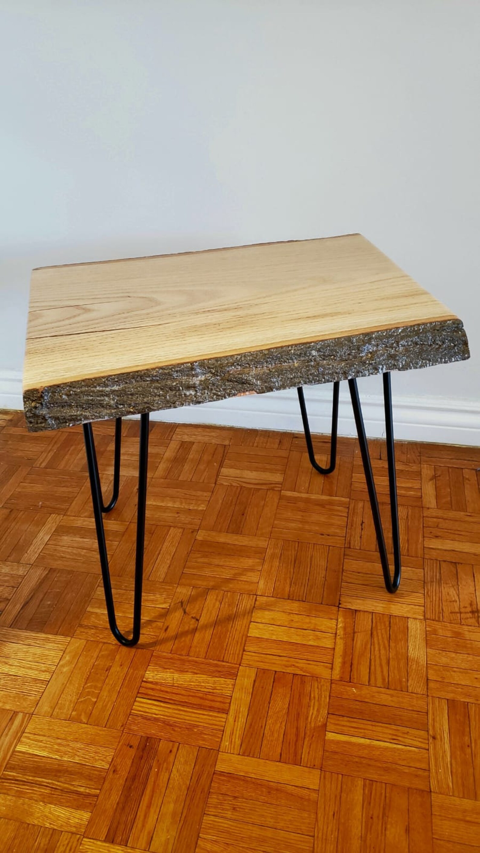 Rustic Live Edge Side Table Red Oak - Etsy Canada