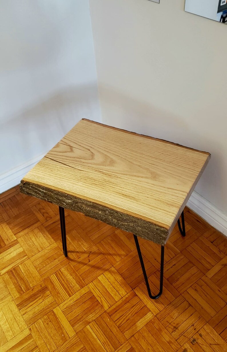 Rustic Live Edge Side Table Red Oak - Etsy Canada