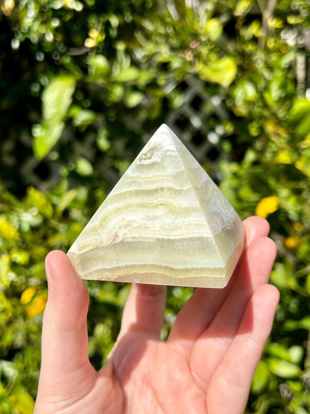 Pistachio Calcite Pyramid From Pakistan - Solar Plexus Healing Crystal ...