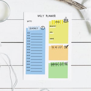 A3 Daily Planner Printable With to Do List, Daily Task Planner Schedule ...