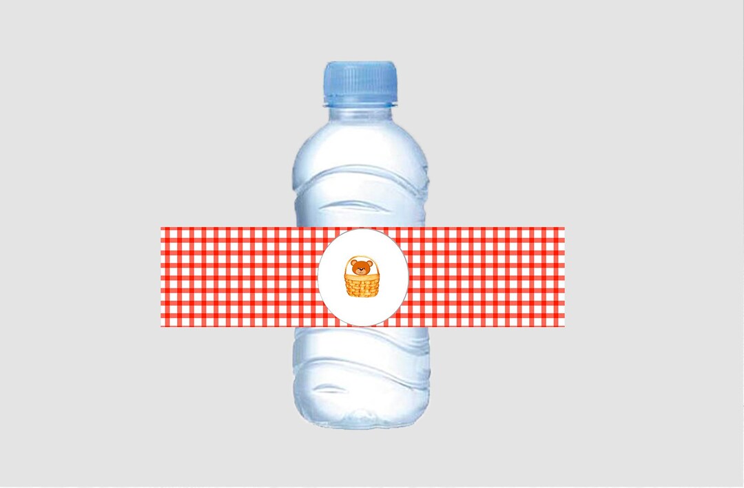 Teddy Bear Picnic Water Bottle Labels: Gingham Party Decor (printable ...