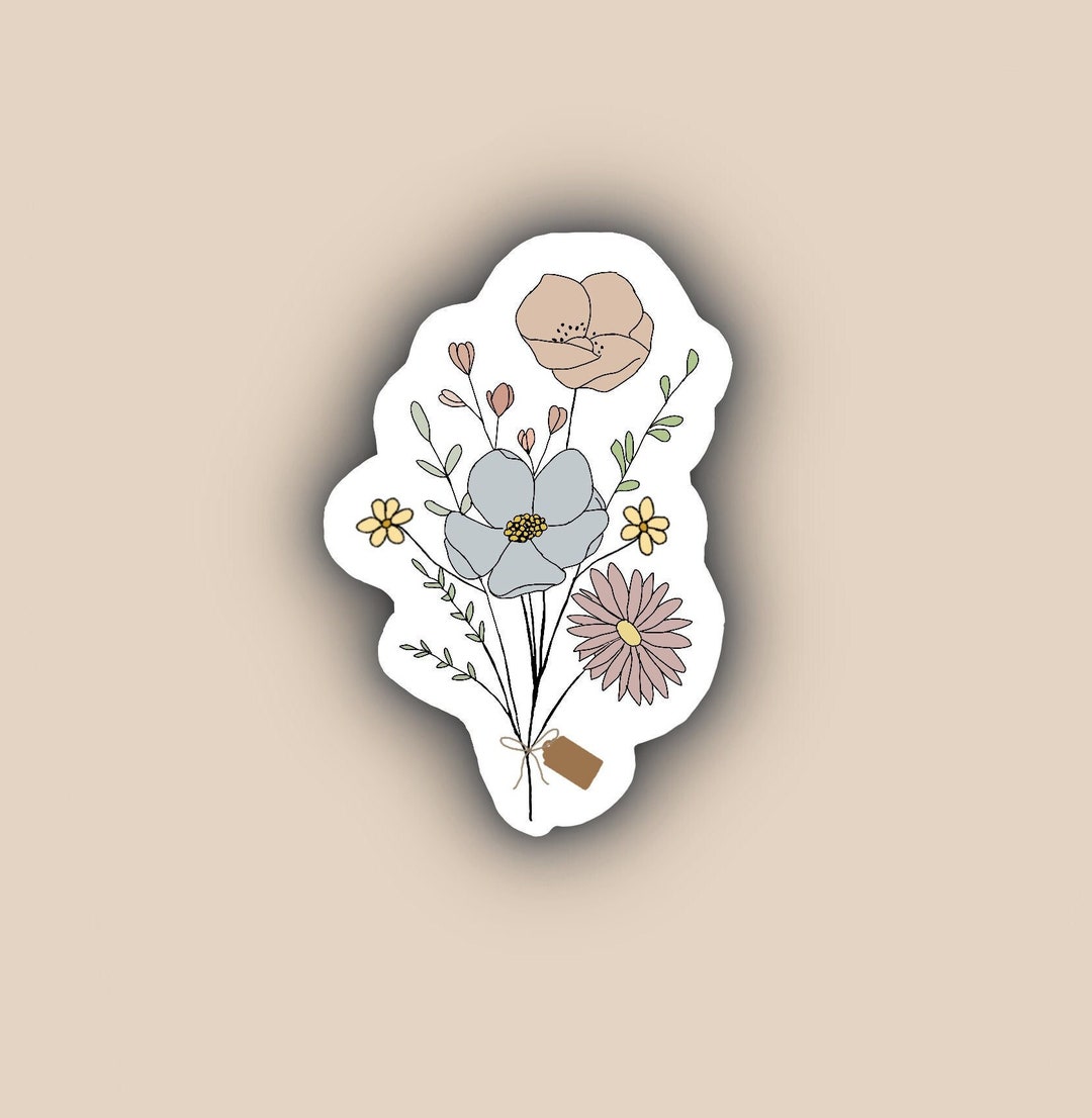 Flower Bouquet Sticker, Boho Sticker, Hydroflask Sticker, Stanley ...