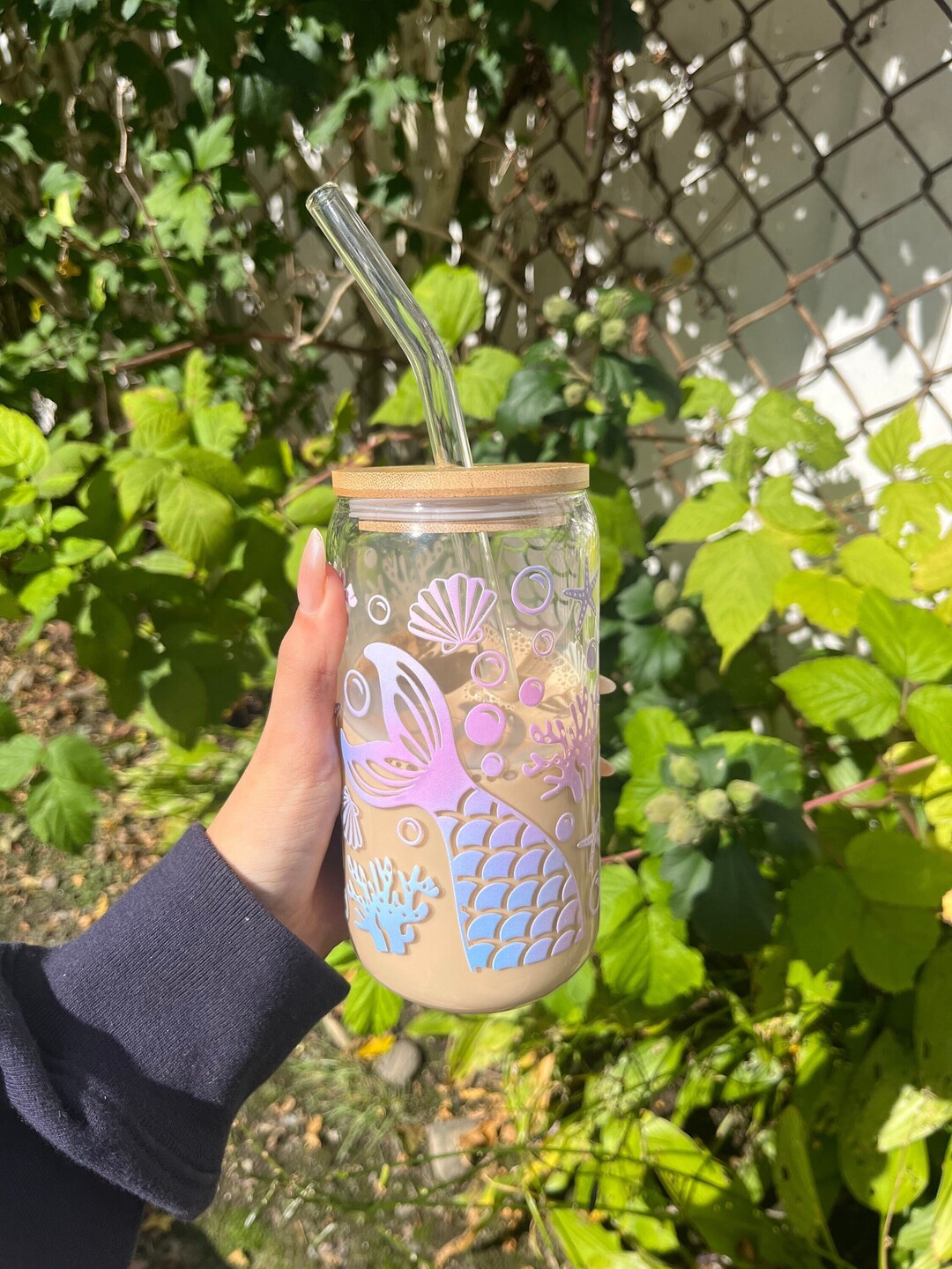 Under the Sea Cup, Mermaid Cup Reusable 16oz Glass Tumbler, Co-worker ...