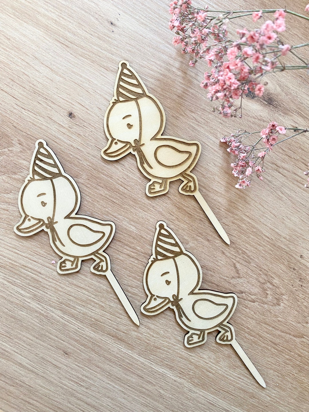 Cake Topper Duck Birthday Duck Cake Plug Wooden Cake Figure - Etsy