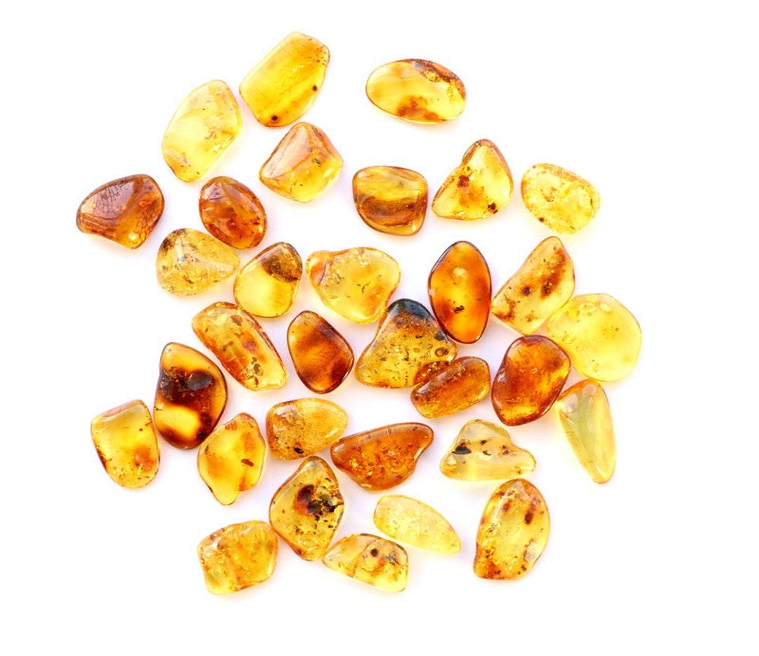 Cognac Color Amber, 50g Polished Amber Pieces, Amber Gemstone, Clear ...