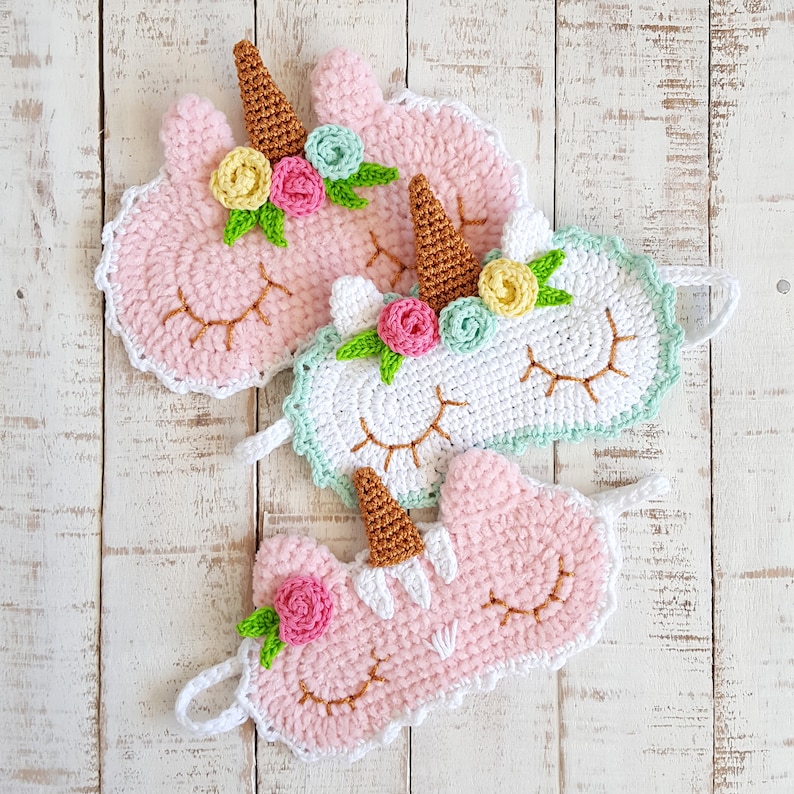 Pack Unicorn - Wall Hanging + Sleeping Mask - PDF Pattern - Crochet ...