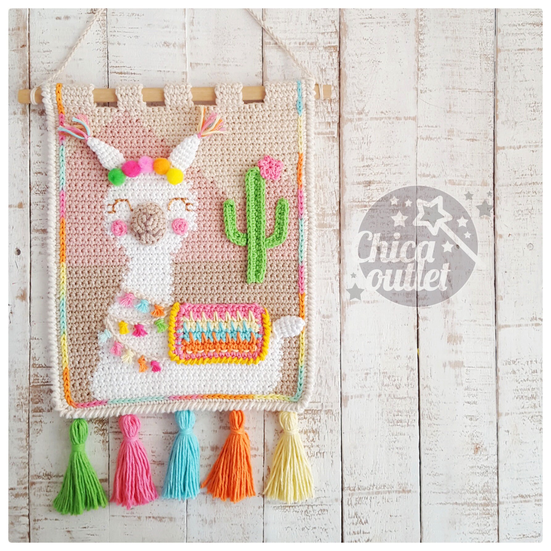 Llama wall hanging PDF pattern crochet pattern deco room - Etsy España